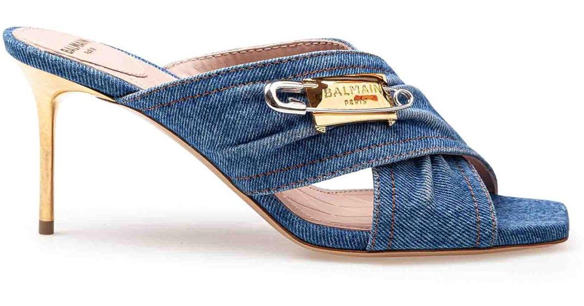 Balmain Mule Safety in Blue | Lyst