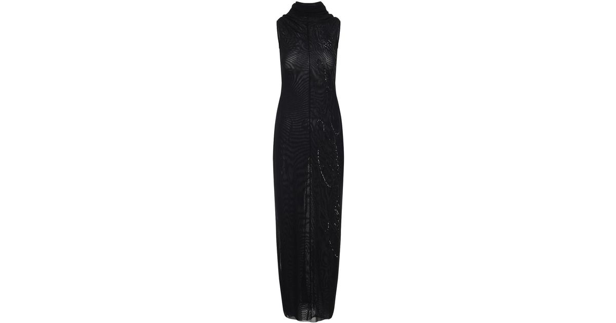 Jean Paul Gaultier Mesh Long Dress With Sequins in Black | Lyst