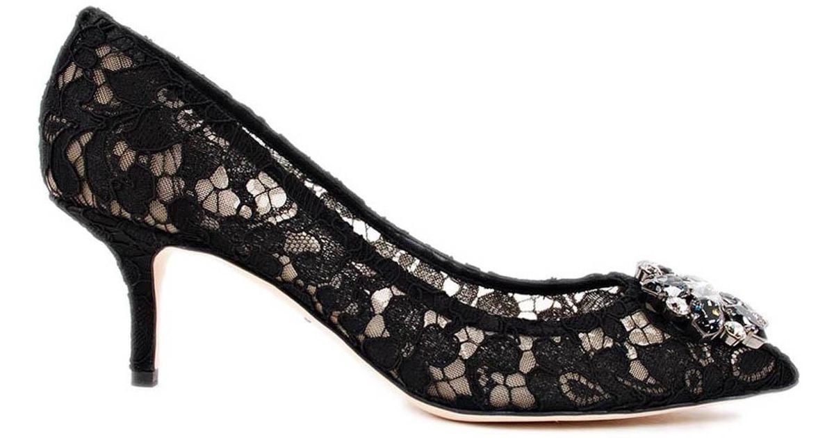 Dolce & Gabbana Lace Bellucci Court Shoes in Black | Lyst UK