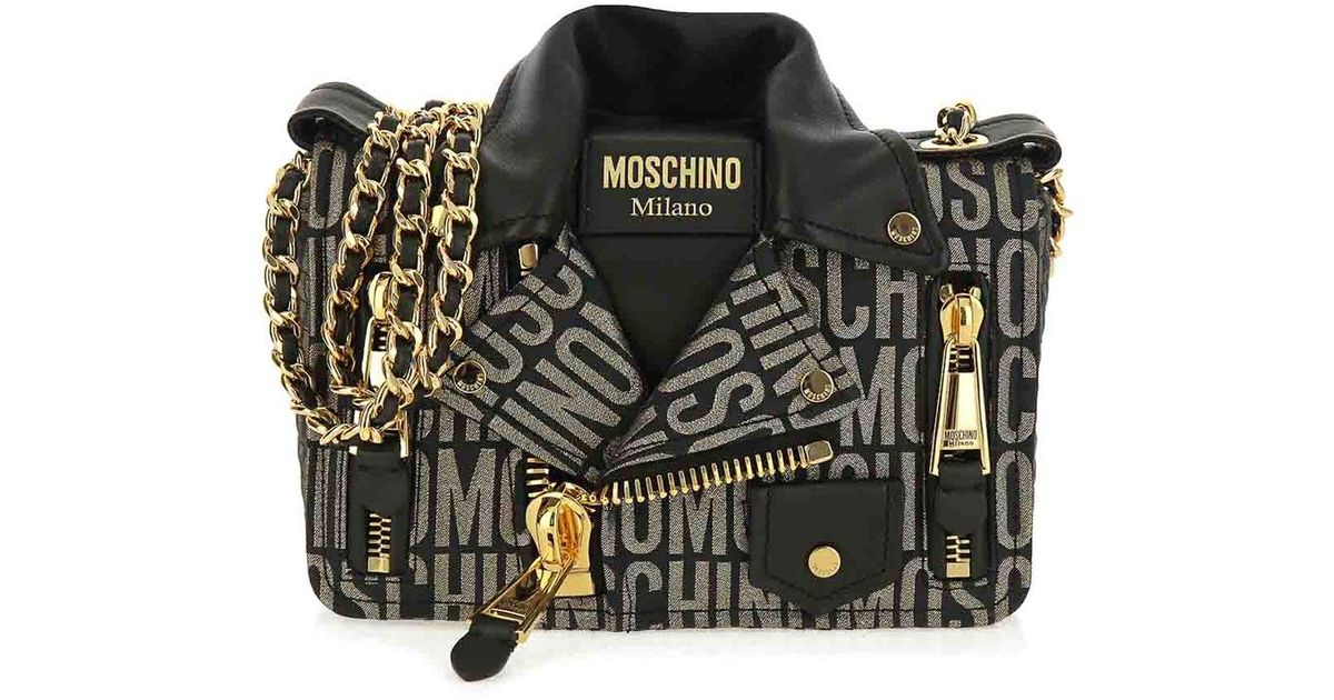 Moschino Biker Logo Lurex in Black | Lyst