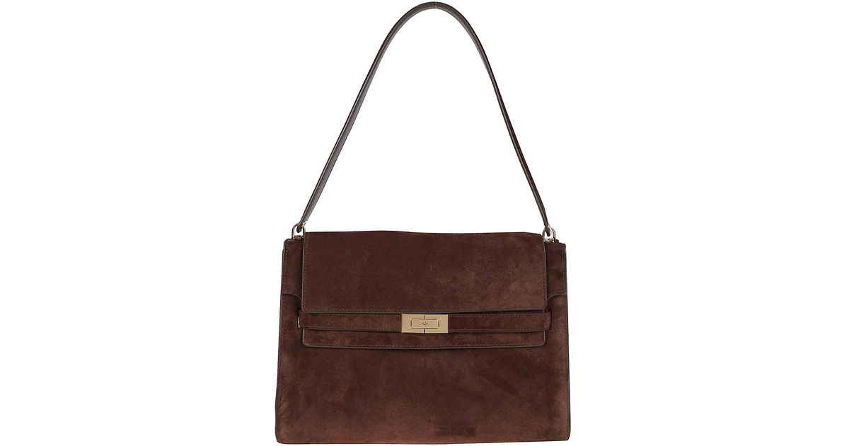 Tory Burch Lee Radziwill Suede Large Shoulder Bag in Brown | Lyst