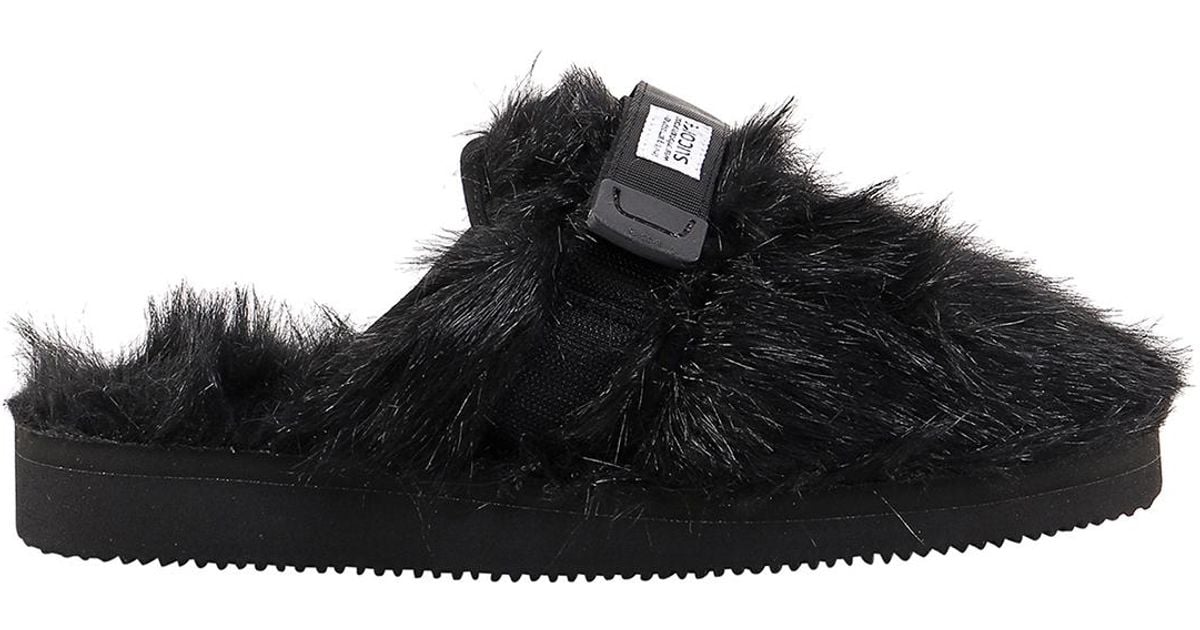 Suicoke Synthetic Fur Mule in Black for Men | Lyst