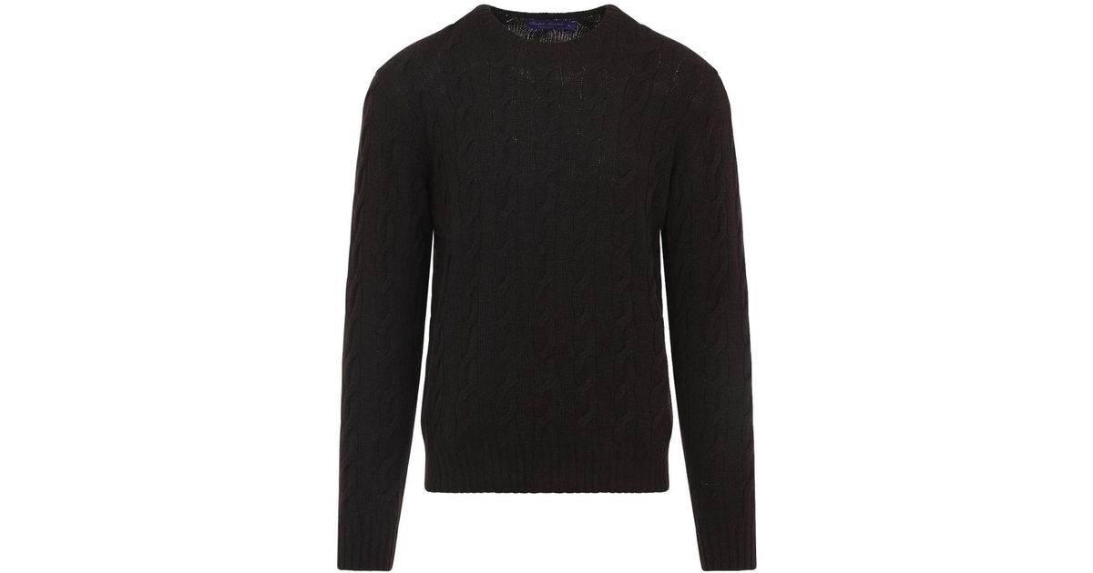 Ralph Lauren Cable Pullover in Black for Men | Lyst UK