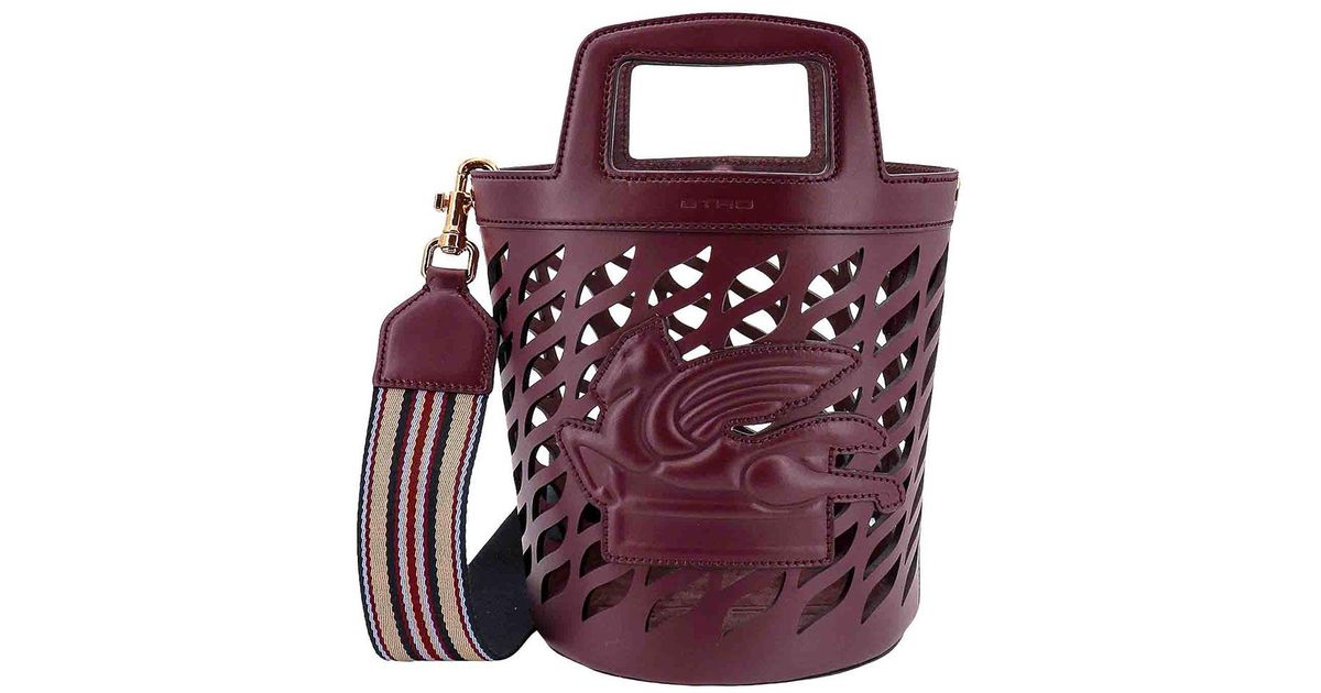 Etro Perforated Leather Bucket Bag Shoulder Strap in Purple | Lyst