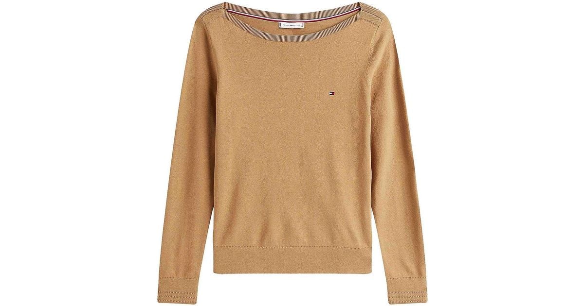 Tommy Hilfiger Stitch Boat Neck in Natural | Lyst UK