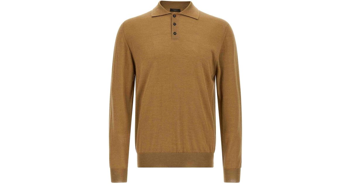 Zanone Virgin Wool Polo Shirt in Brown for Men | Lyst UK