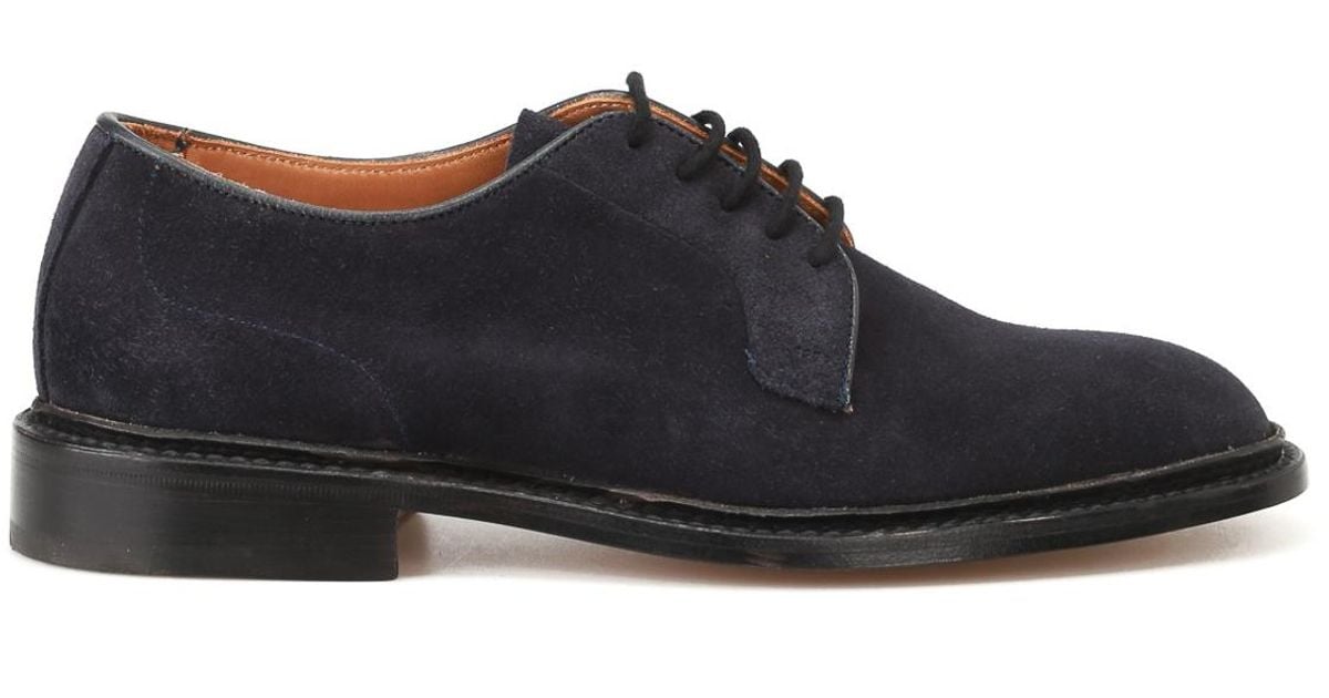 Tricker's Robert Suede Derby Shoes in Black for Men | Lyst