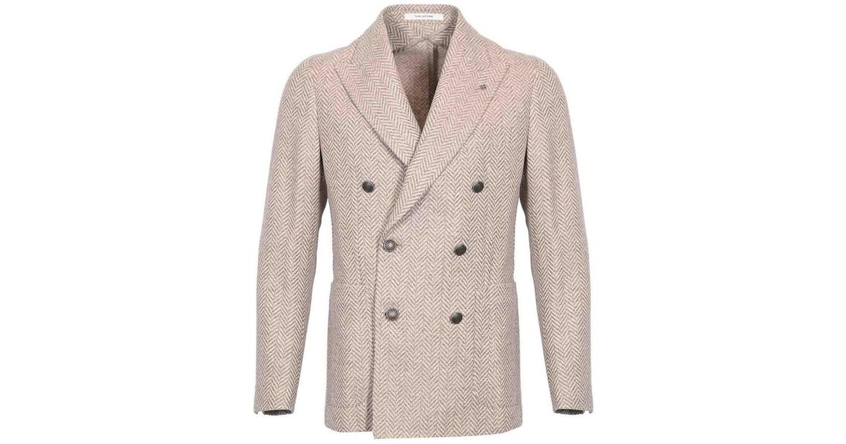 Tagliatore Double-Breasted Wool And Cashmere Jacket in Natural for Men ...