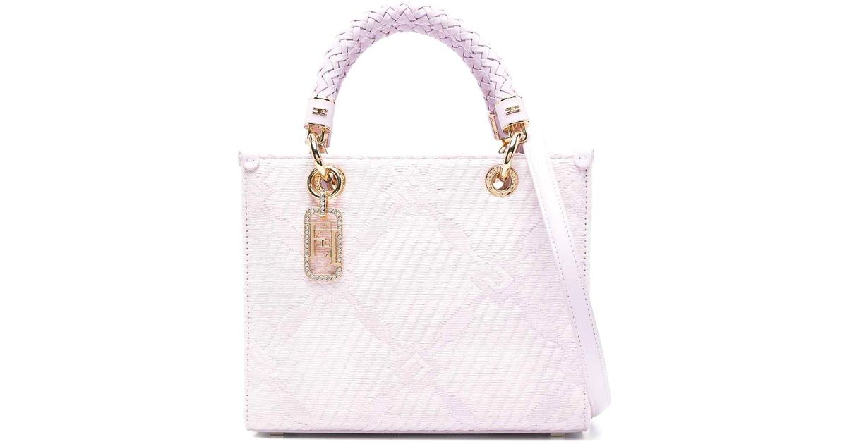 Elisabetta Franchi Tote Bag With Jacquard Motif in Pink | Lyst