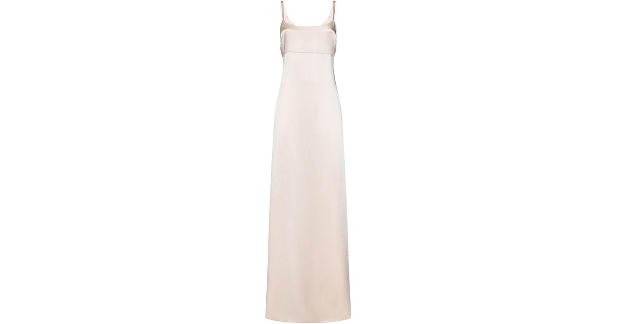 Max Mara Long Pale Satin Dress in White | Lyst