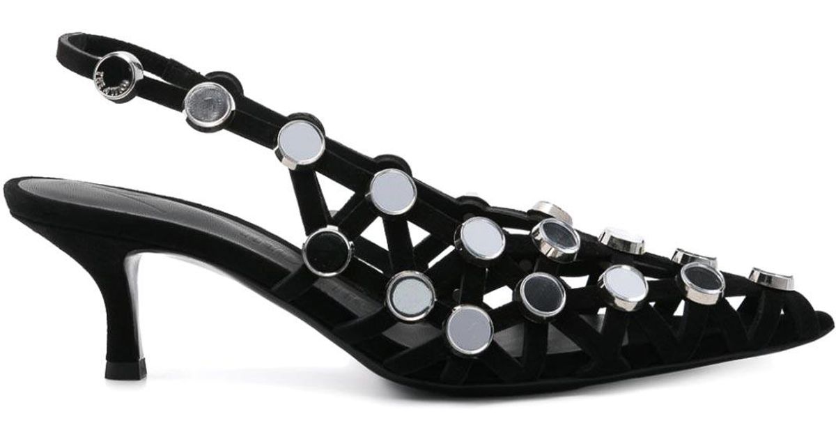 The Attico Suede Slingback With Inserts in Black | Lyst