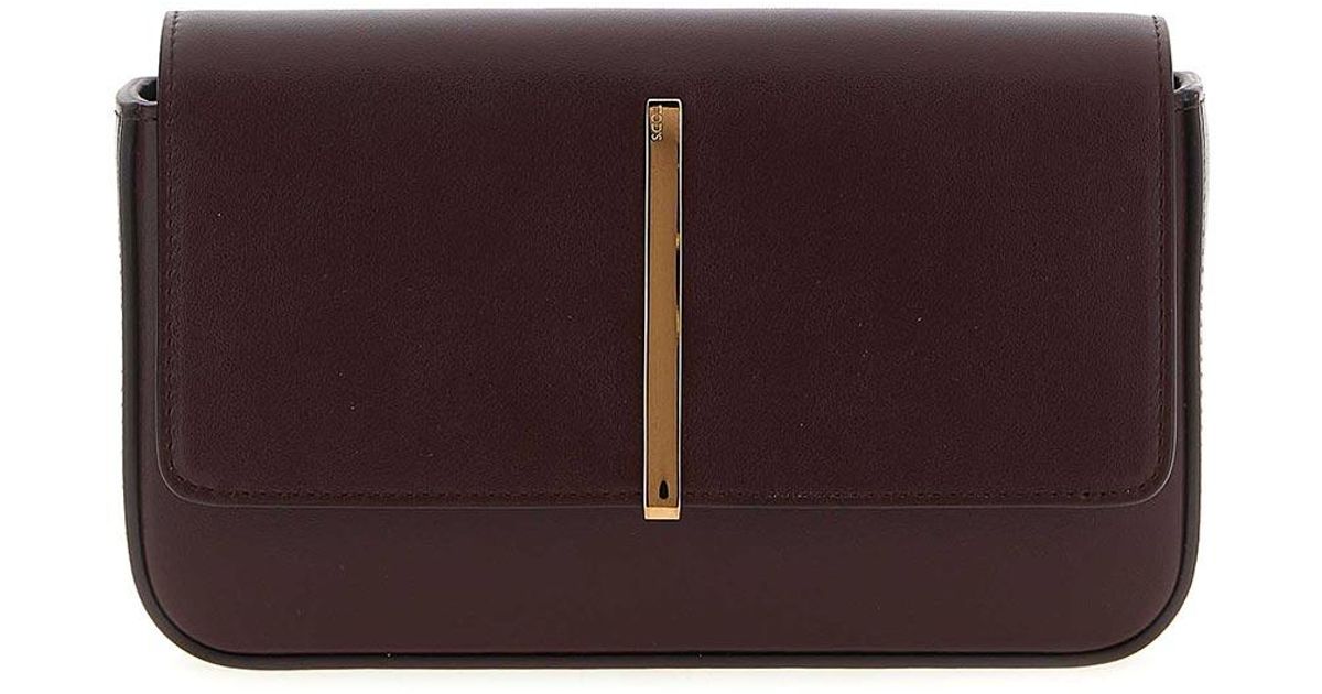 Tod's Mini Leather Shoulder Strap in Purple | Lyst UK
