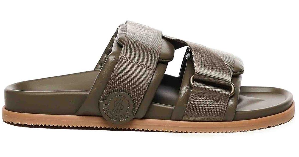 Moncler Mon Nappa Slide in Brown for Men | Lyst