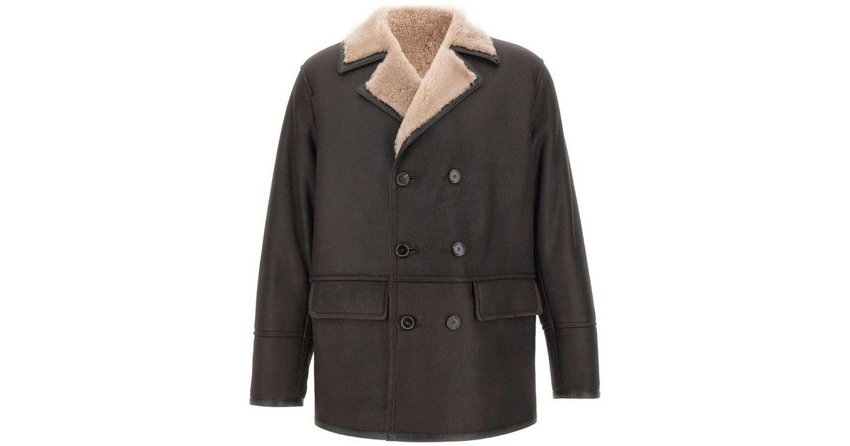 BOSS L-Mabano Jacket With Fur Collar in Black for Men | Lyst UK