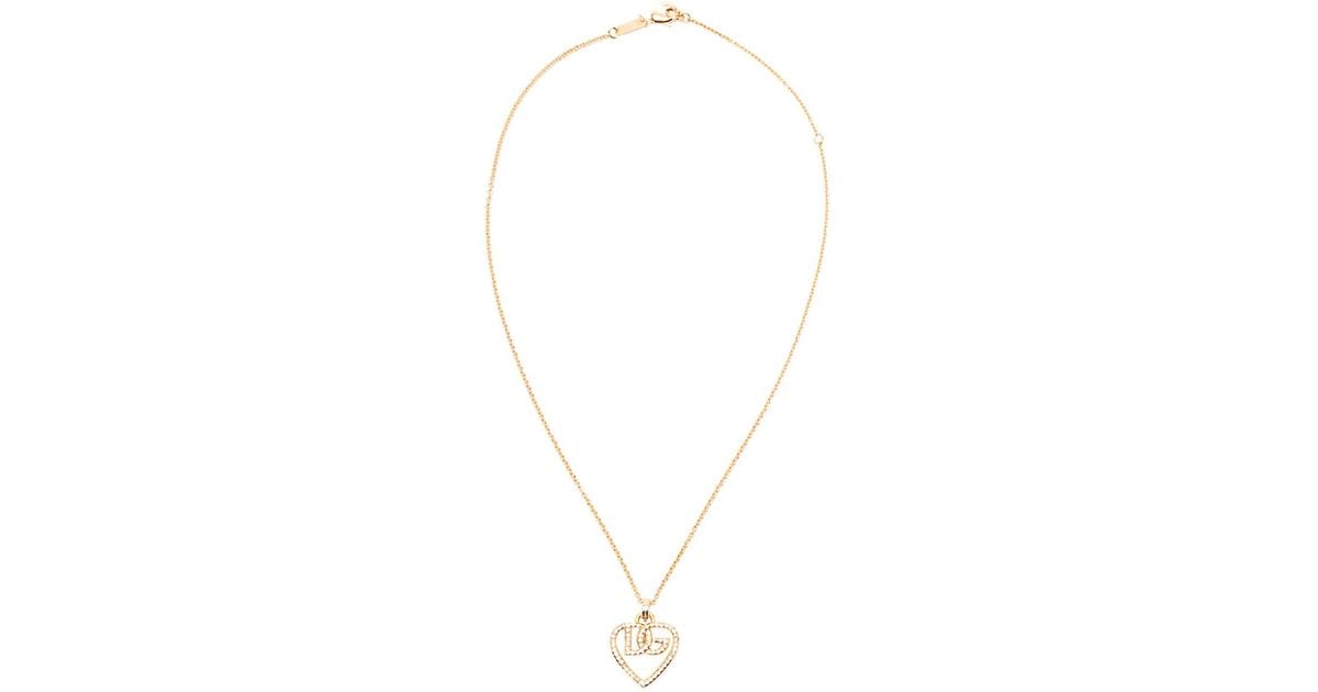 Dolce & Gabbana Heart And Logo Necklace in White | Lyst UK