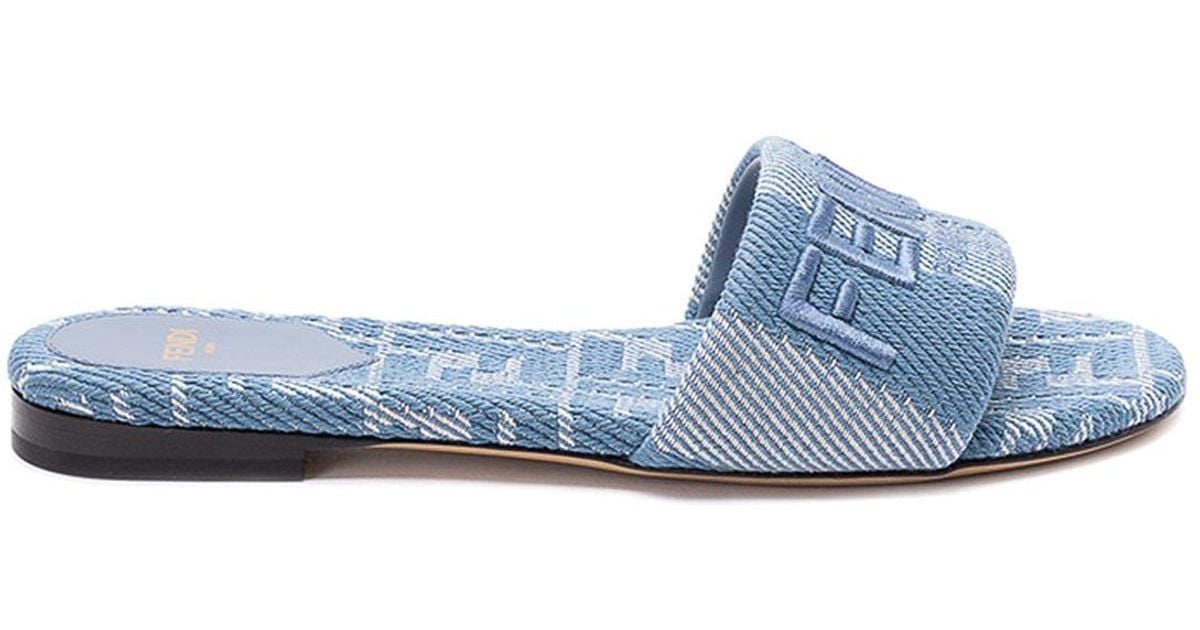 Fendi Ffdenim Slides in Blue | Lyst