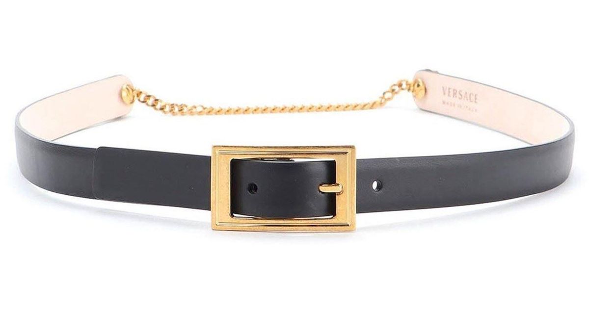 Versace Leather Chain Belt in Black - Lyst