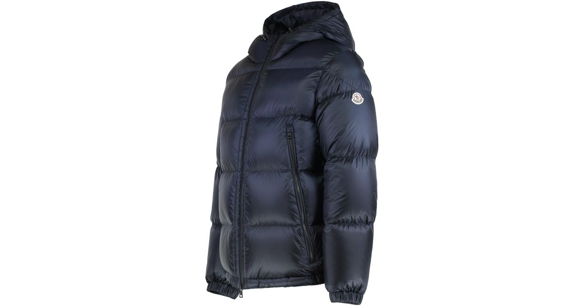 Moncler Short Down Jacket Rivau With Hood in Blue for Men | Lyst