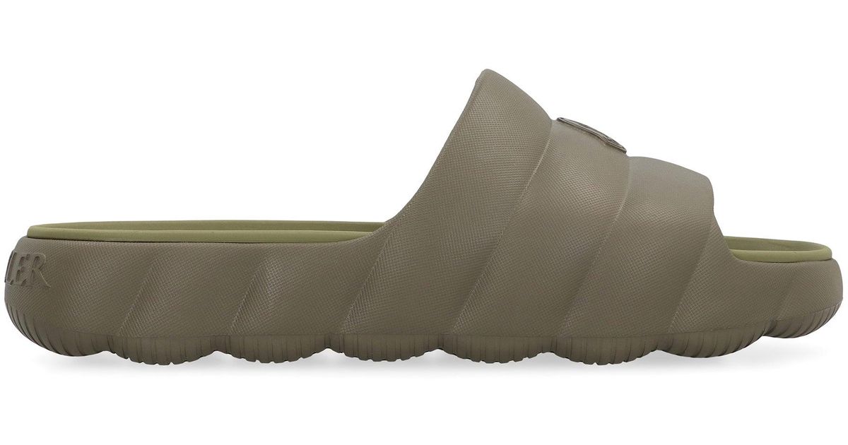 Moncler Lilo Rubber Slides in Brown for Men | Lyst