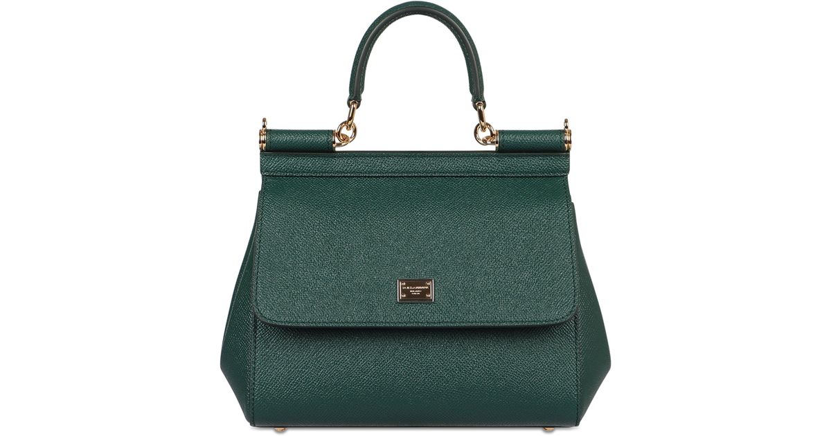 Dolce & Gabbana Sicily Media Leather Handbag in Green | Lyst UK