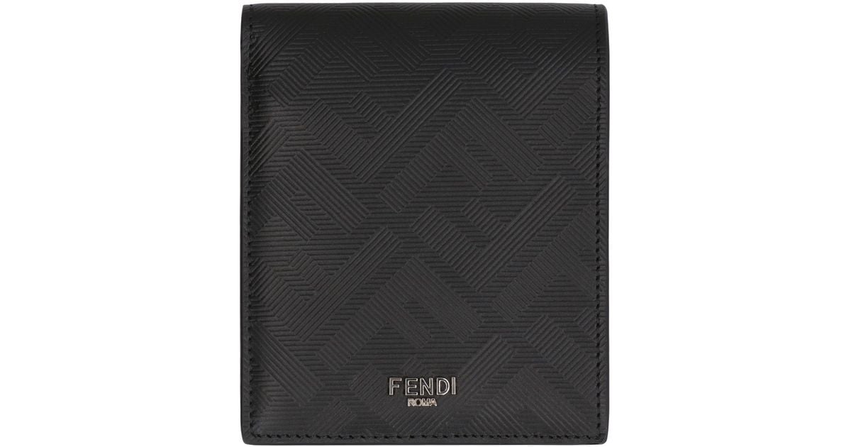 Fendi Shadow Bi-Fold Wallet in Black for Men | Lyst