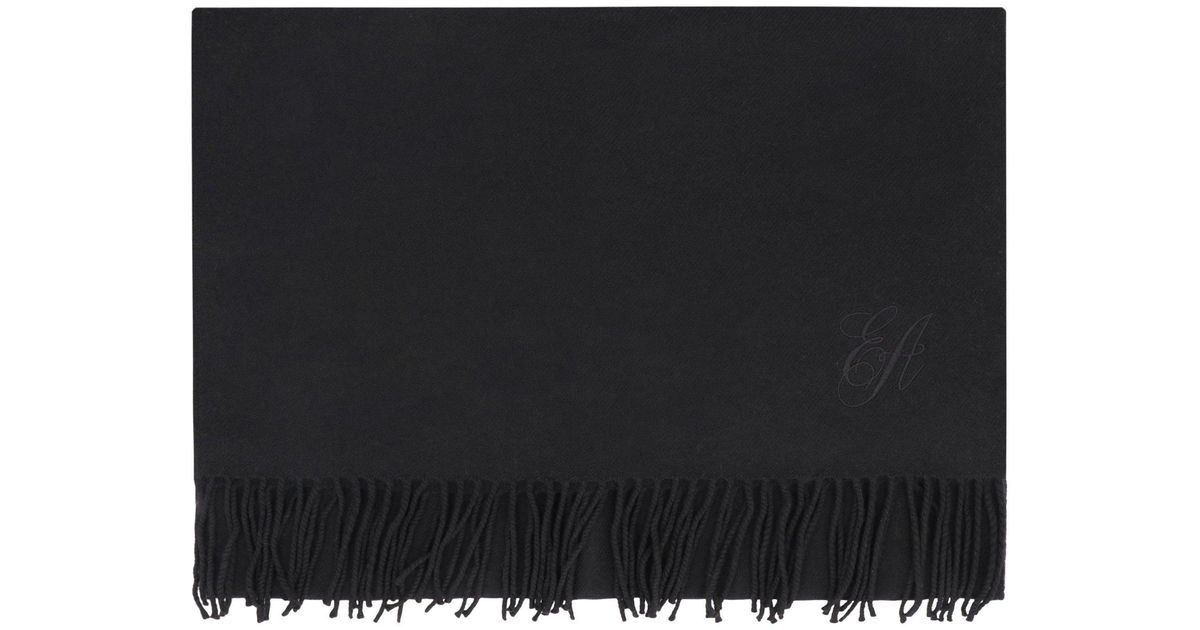 Emporio Armani Wool Stole in Black | Lyst UK