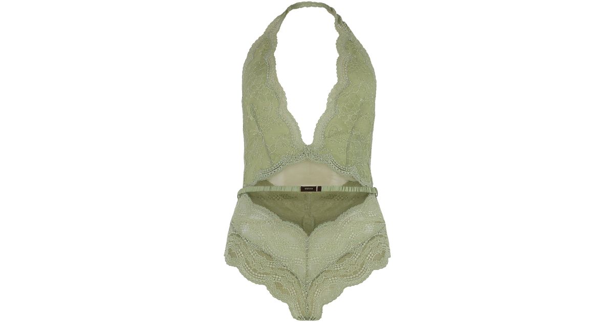 Gucci Body In Tulle With Floral Lace in Green | Lyst UK