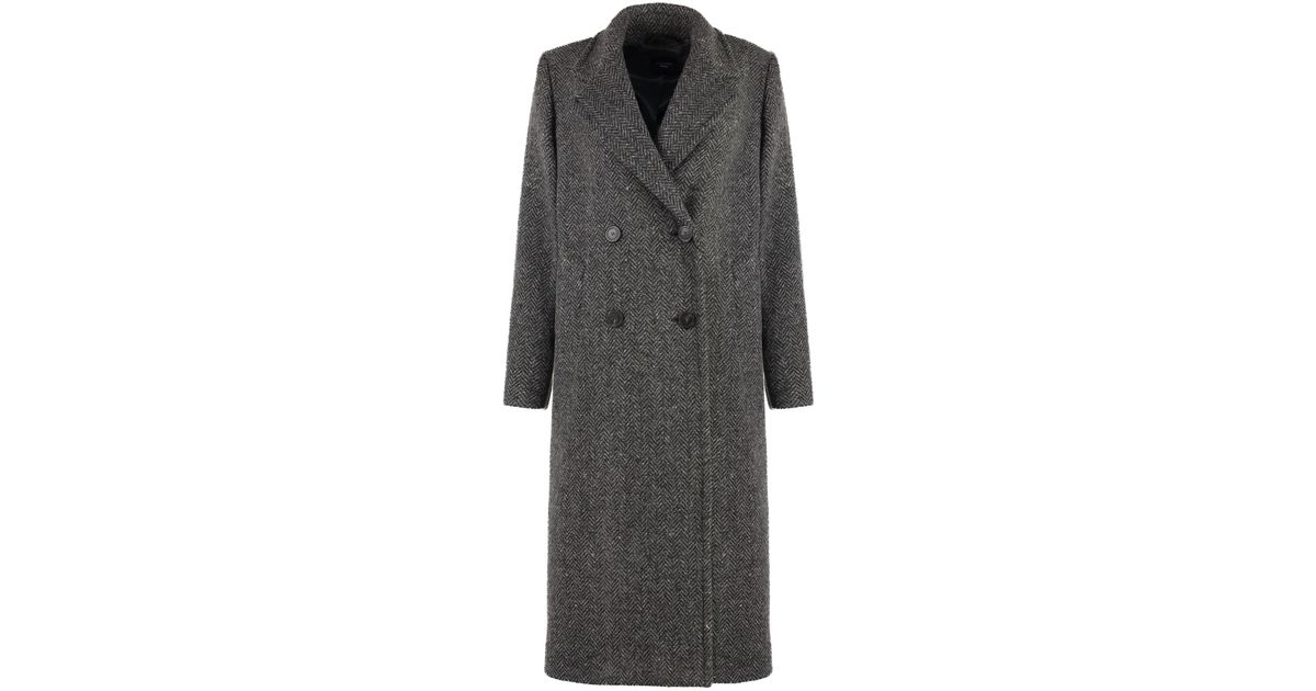 Weekend by Maxmara Caprara Wool Blend Double-Breasted Coat in Gray | Lyst