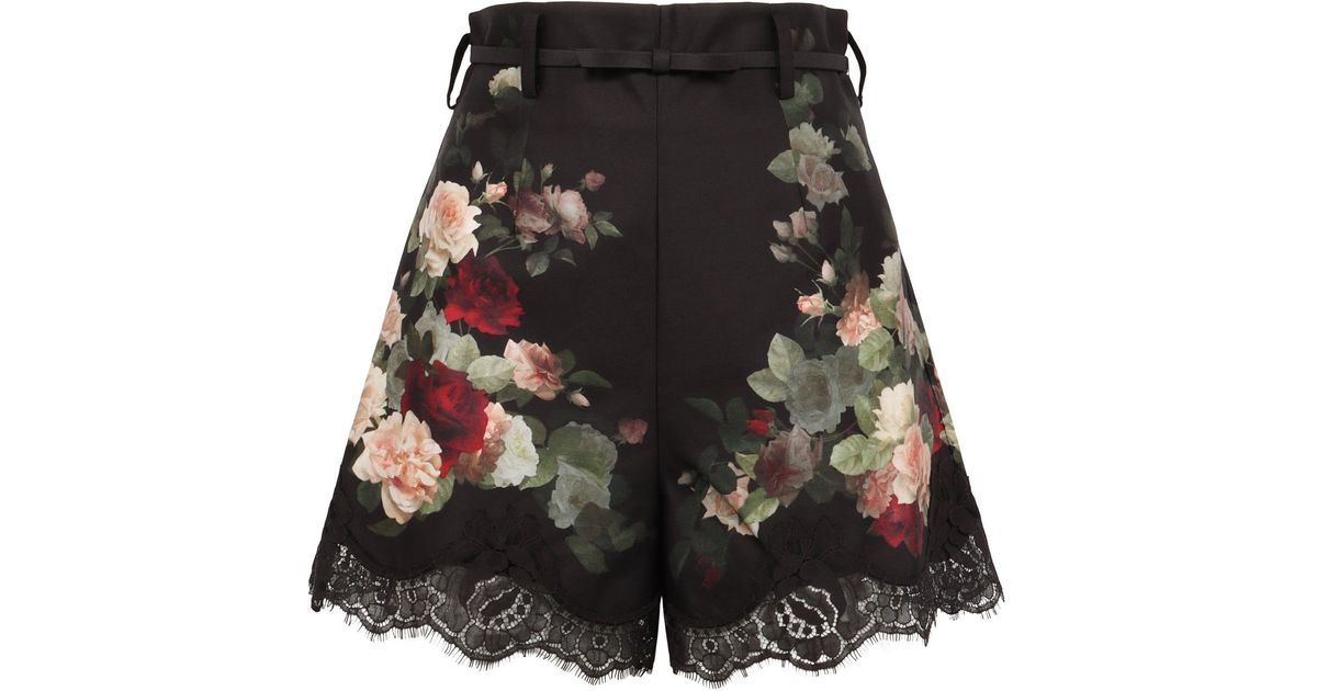 Zimmermann Short With Lace Finish Hypnotic in Black | Lyst UK