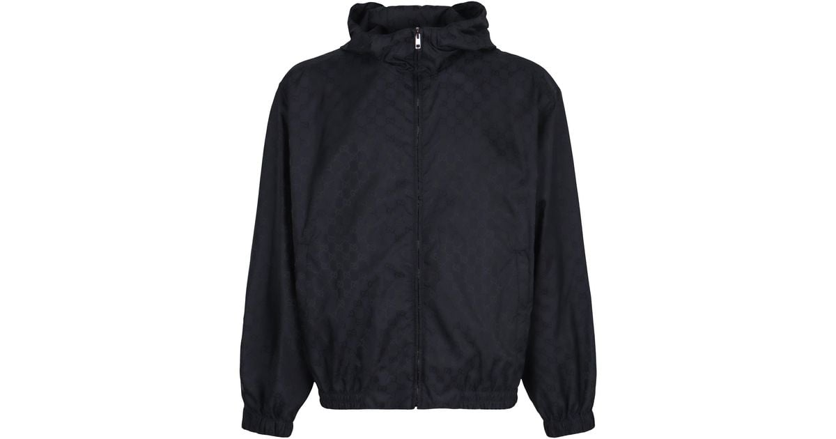 Gucci Nylon Jacket Gg in Blue for Men | Lyst UK