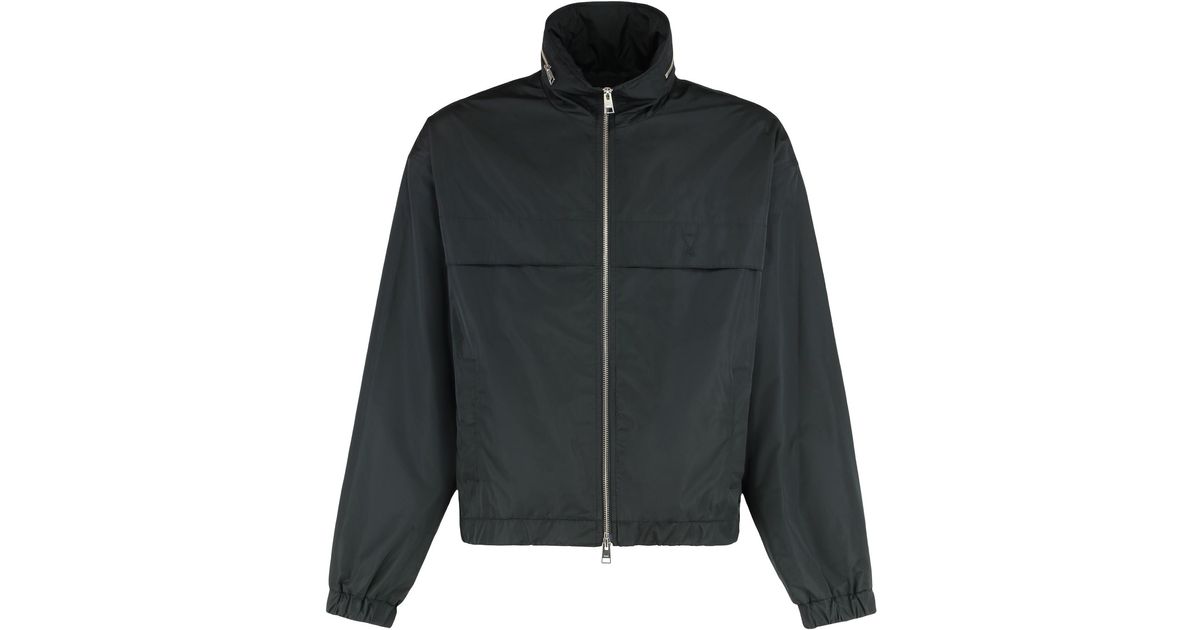 Ami Paris Technical Fabric Jacket With Zip And Hood. in Black for Men ...