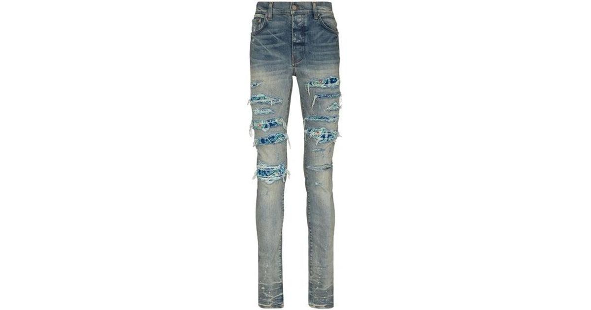 Amiri Pj Thrasher Distressed Effect Ripped Jeans in Blue for Men | Lyst UK