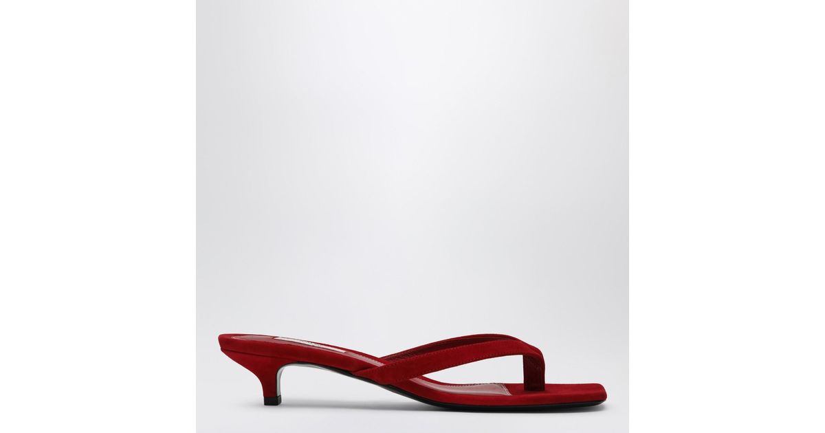 TOTEME Thong Sandal With Heel In Suede in Red | Lyst UK
