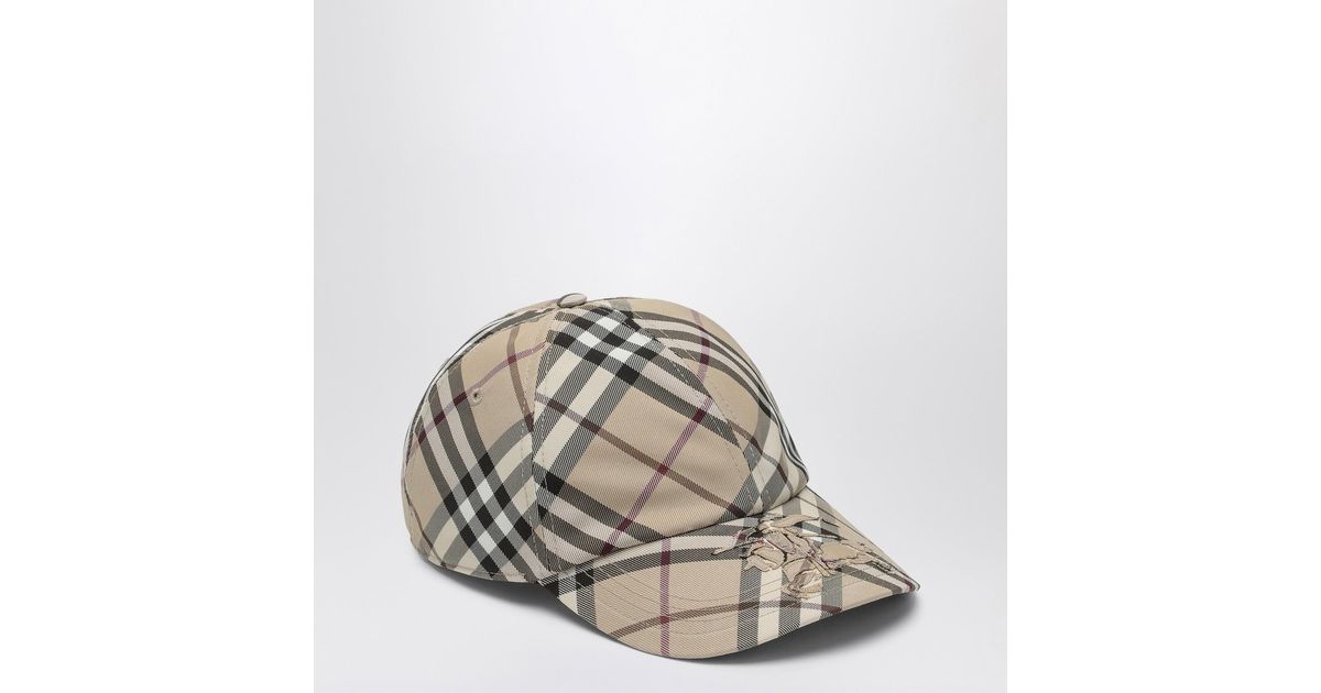 Burberry Check Motif Baseball Cap With Ekd Embroidery for Men | Lyst