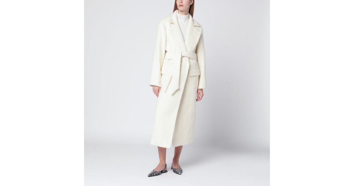 Almada Label Cream Robe Coat in White | Lyst UK