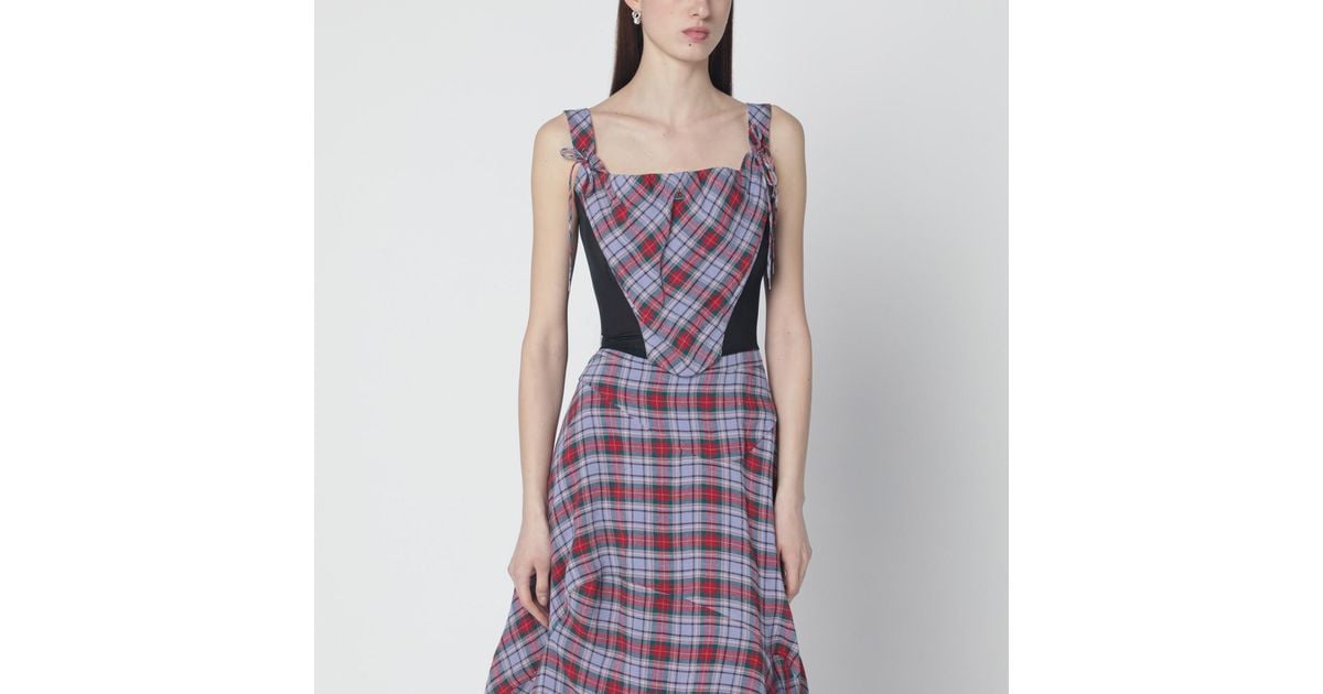 Vivienne Westwood Puppy Linen Corset With Tartan Pattern in Purple ...