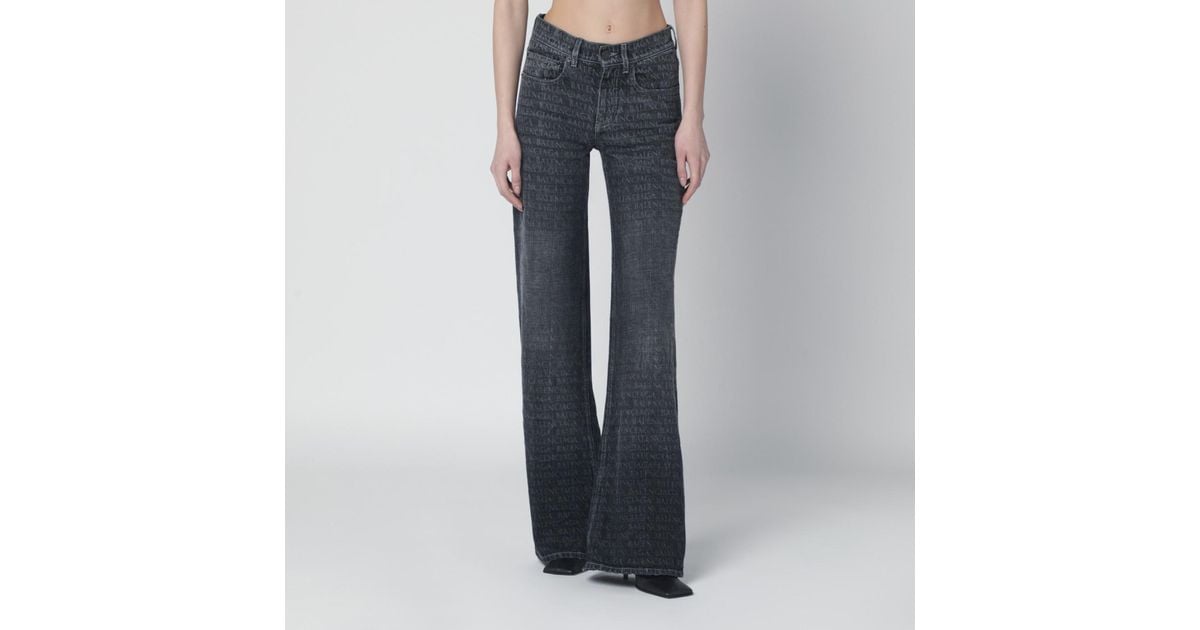 Balenciaga Washed Jeans With Jacquard Logos in Blue | Lyst UK