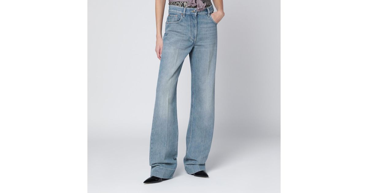 Valentino Light Washed-Effect Jeans in Blue | Lyst