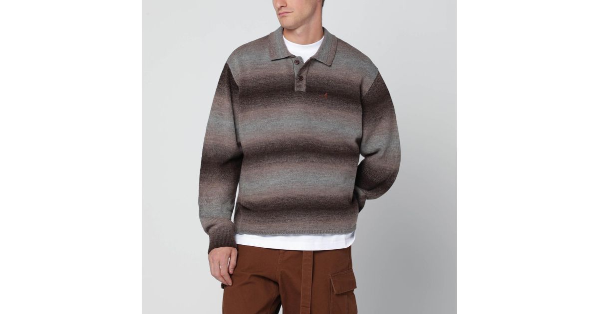 AWAKE NY Striped Polo Sweater in Grey for Men | Lyst UK