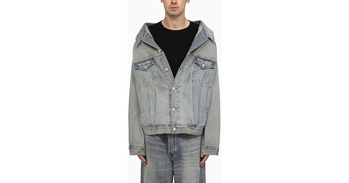 Balenciaga Off Shoulder Light Denim Jacket in Gray for Men | Lyst