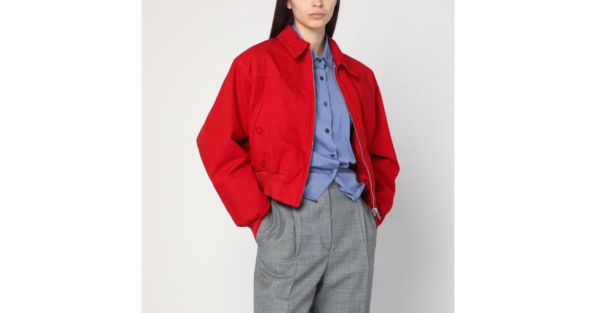 Prada Bomber Jacket In Canvas in Red | Lyst UK