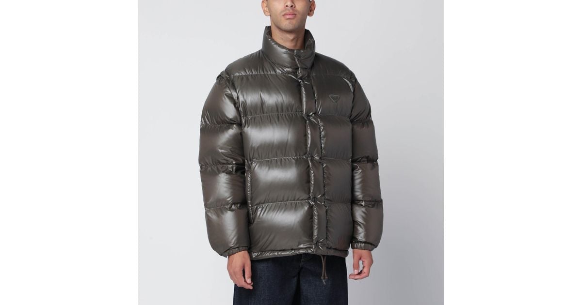 Prada Camouflage Re-Nylon Down Jacket in Grey for Men | Lyst UK
