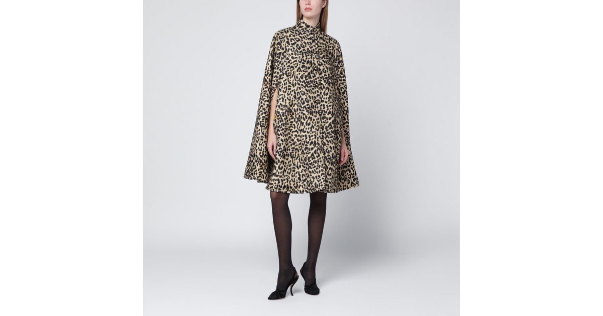 Valentino Animal-Print Wool Cape | Lyst UK