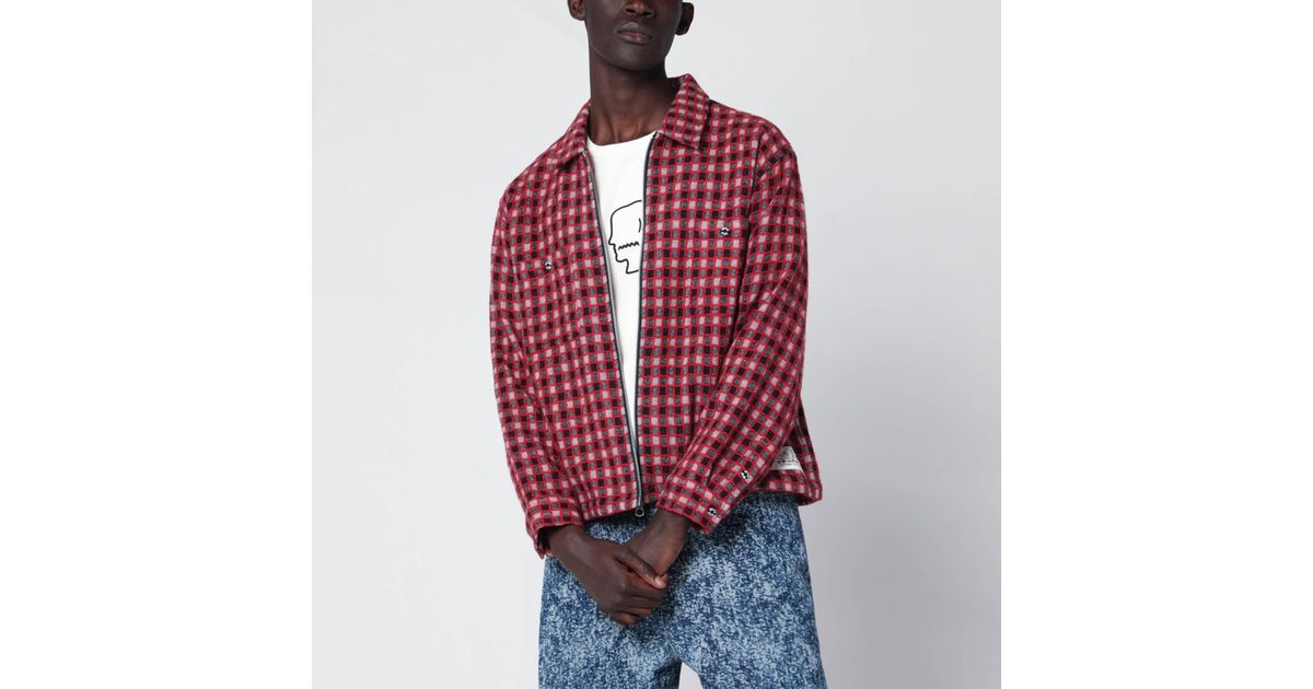 Brain Dead Check Overshirt in Red for Men | Lyst UK