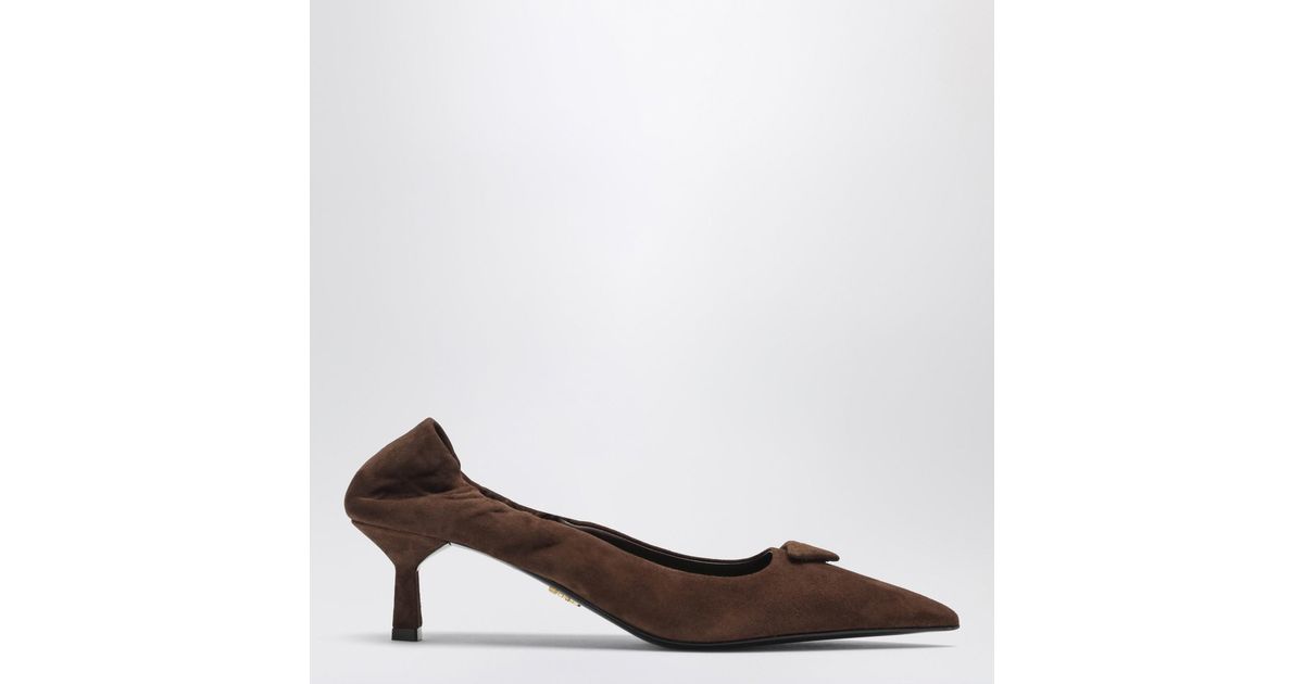 Prada Cocoa-colored Suede Pumps in Brown | Lyst UK