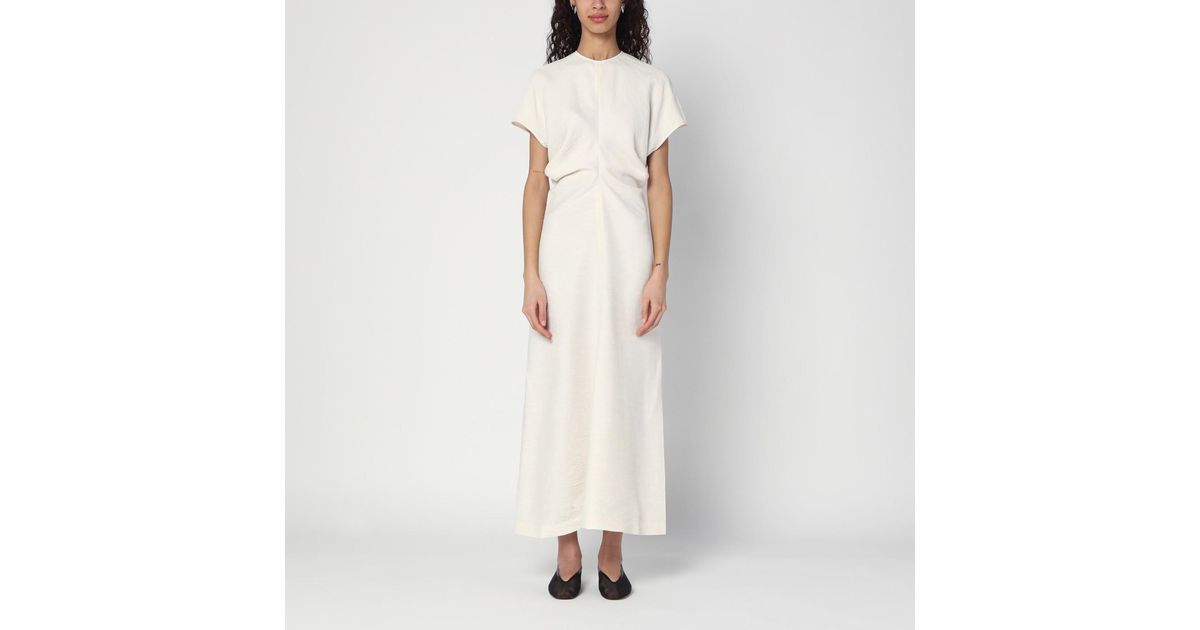 TOTEME Cream-colored Dress In Fluid Satin in White | Lyst