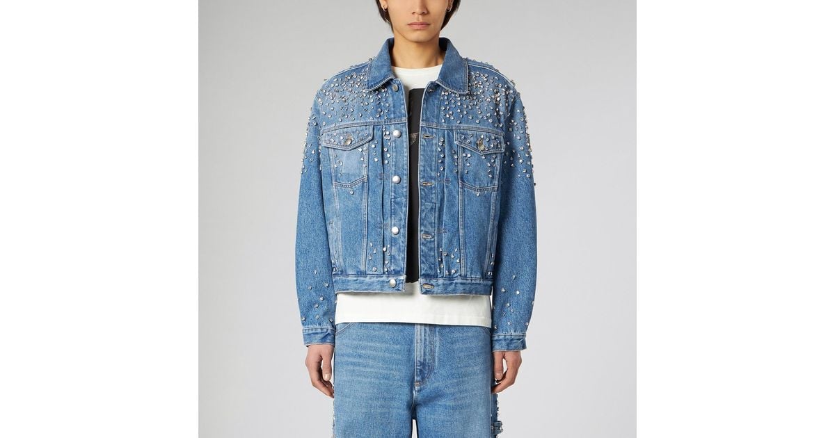 1989 STUDIO Denim Trucker Jacket Crystals Blue for Men | Lyst