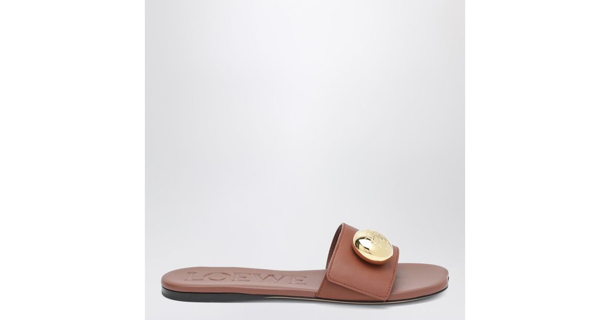 Loewe Rust-Colored Pebble Slides in Brown | Lyst