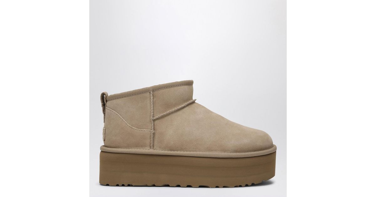 UGG Classic Ultra Mini Boots With Sand-coloured Platform in Natural | Lyst