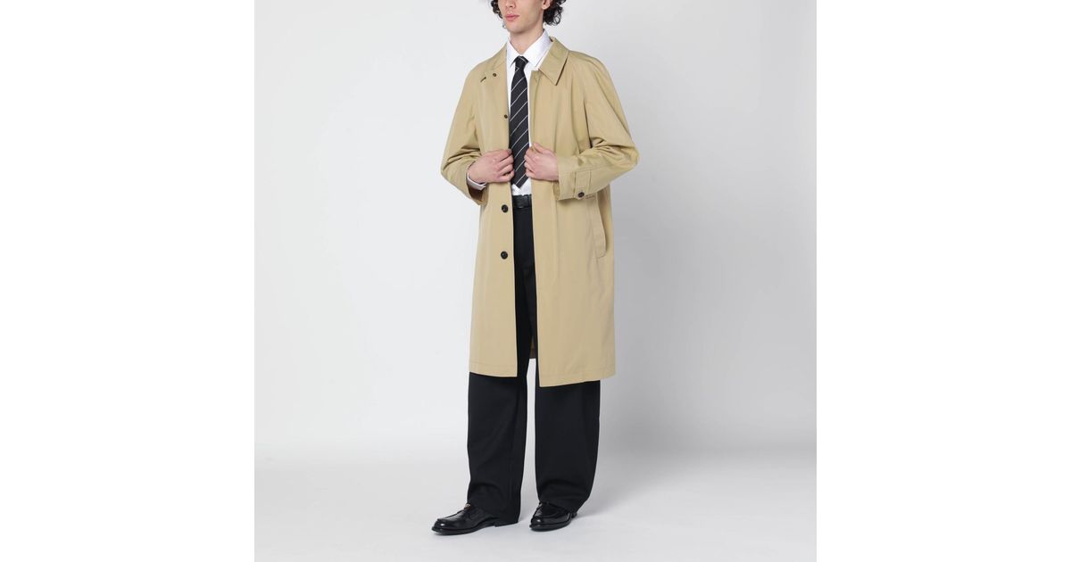 Burberry Cotton Overcoat in Natural for Men | Lyst UK